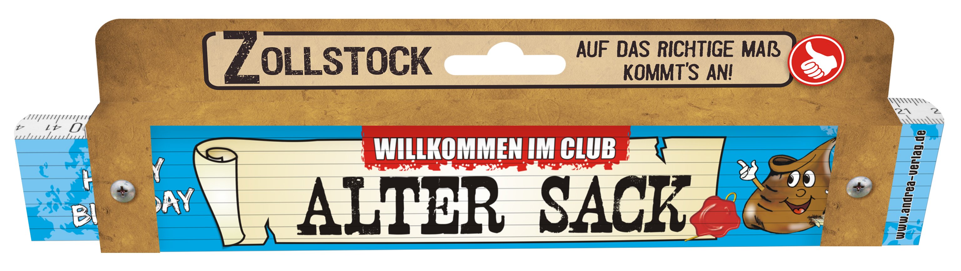 Zollstock mit Motiv und Spruch: Alter Sack willkommen im Club - Andrea ...